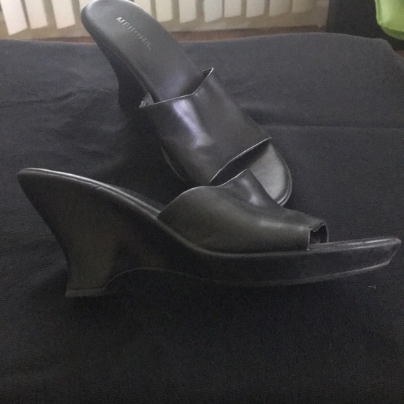 Merona | Shoes | Black Slide In Wedges | Poshmark